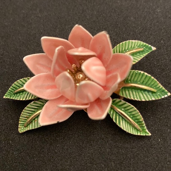 Jewelry | Vintage Crown Trifari Pink Floral Brooch Signed For Hallmark ...